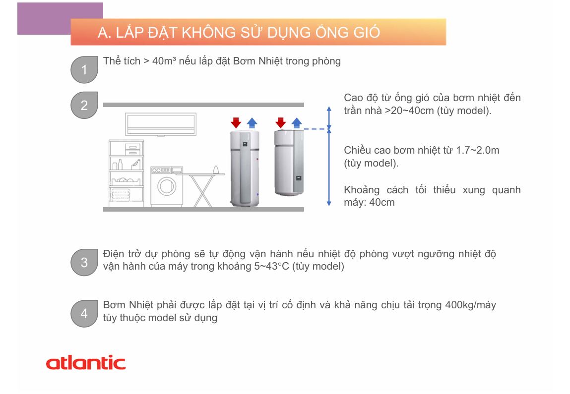 Hệ thống nước nóng trung tâm Heat pump Atlantic Explorer 270L ...